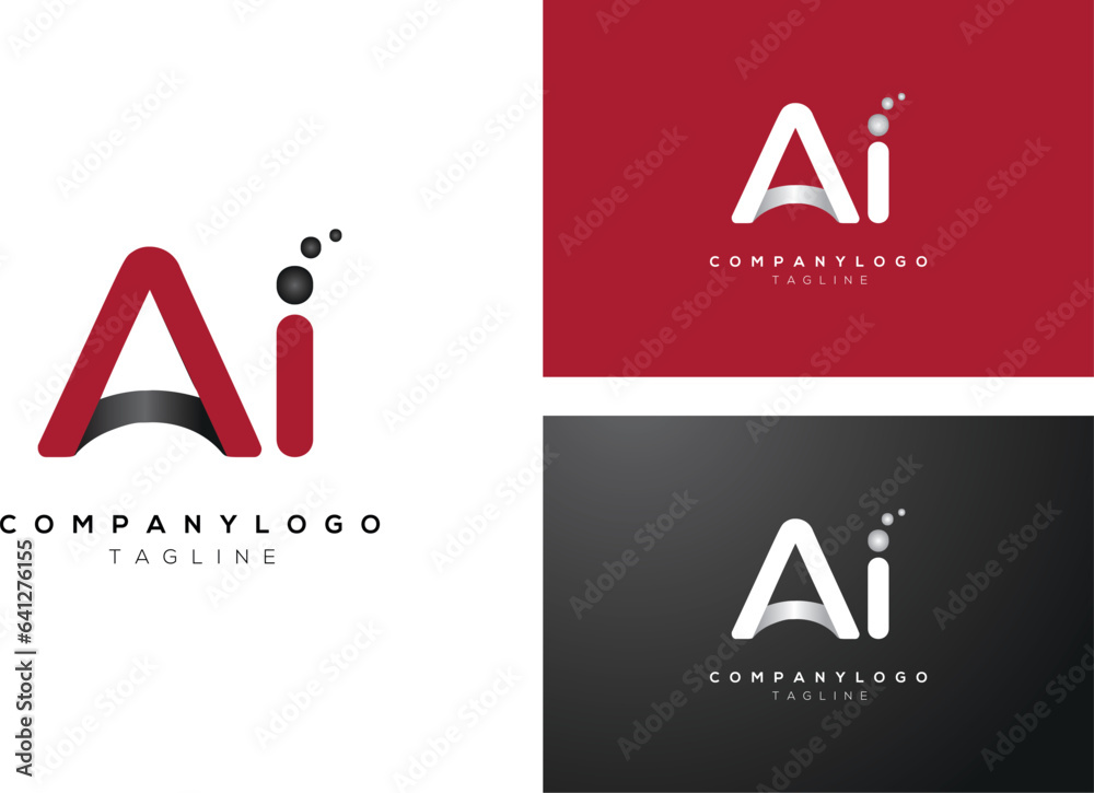 AI initials monogram letter text alphabet logo design artificial ...