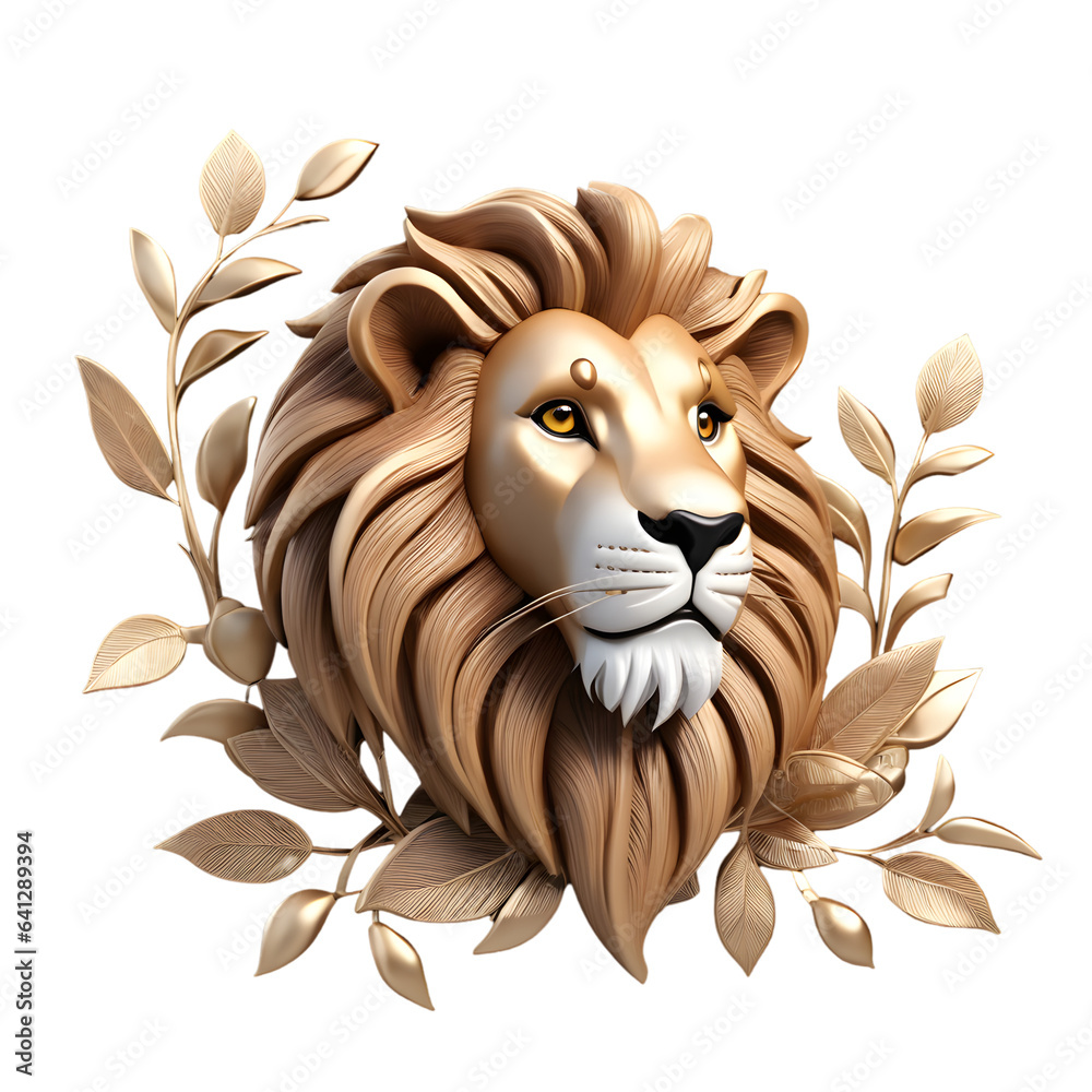 3D lion illustration, Lion cartoon isolated on white, Lion clipart ...