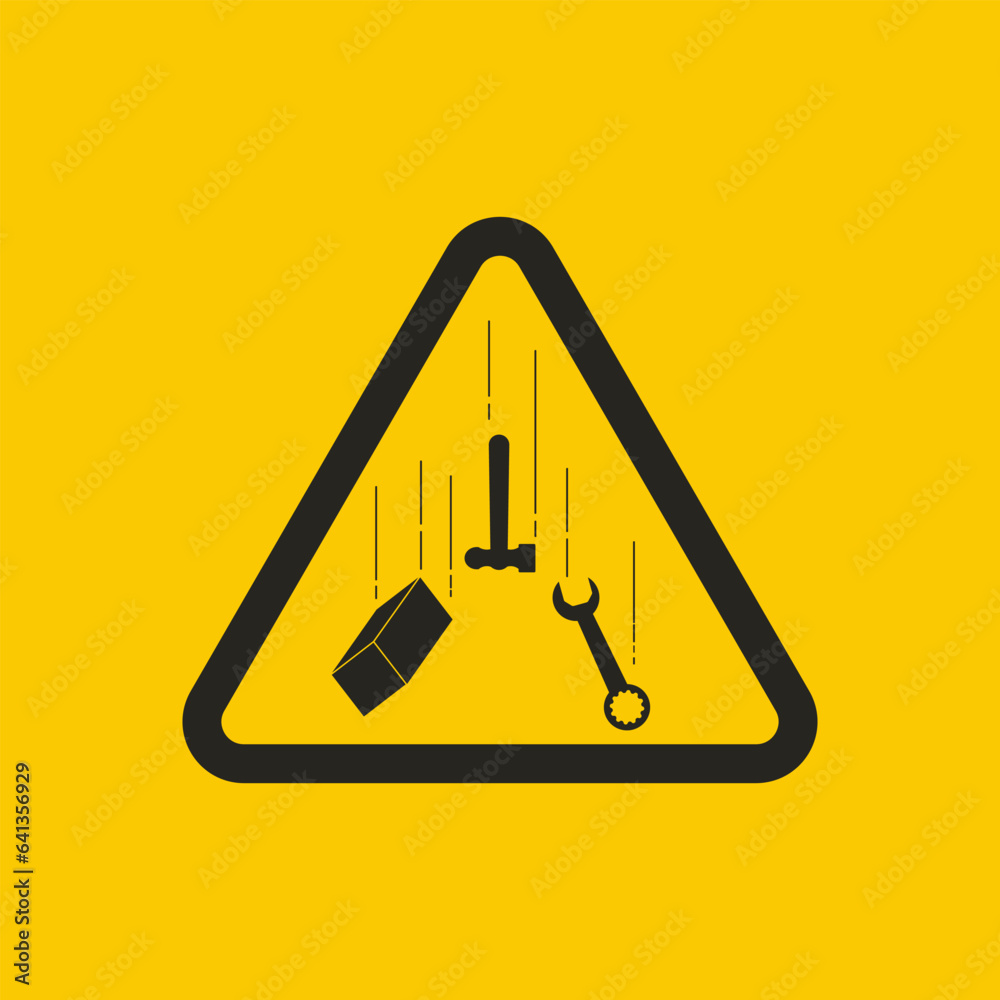 Isolated illustration of black triangle safety sign hammer, wrench ...