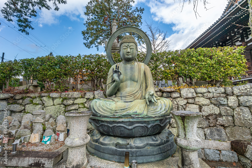 Kyoto, Japan - March 11, 2019 : Buddha statue near Konkai-Komyoji ...