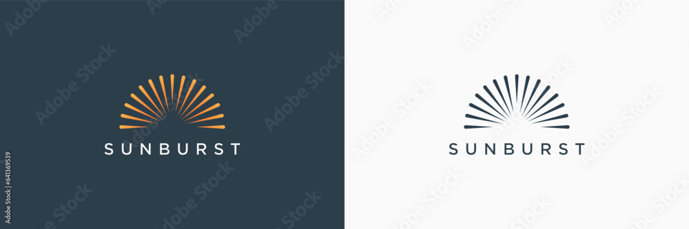 Abstract Sun Logo. Geometric Lines Half of Sunburst with Colors and ...