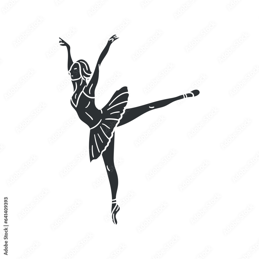 Ballerina Dance Icon Silhouette Illustration. Ballet Pose Vector ...