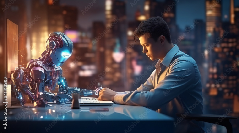 Ilustración de Stock Man using tools AI. technology smart robot science ...