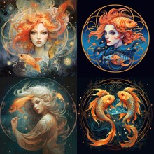 Vintage Art Pisces Goldfish Free Stock Photo - Public Domain Pictures