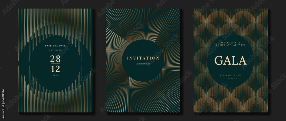 Luxury invitation card background vector. Golden curve elegant, gold ...