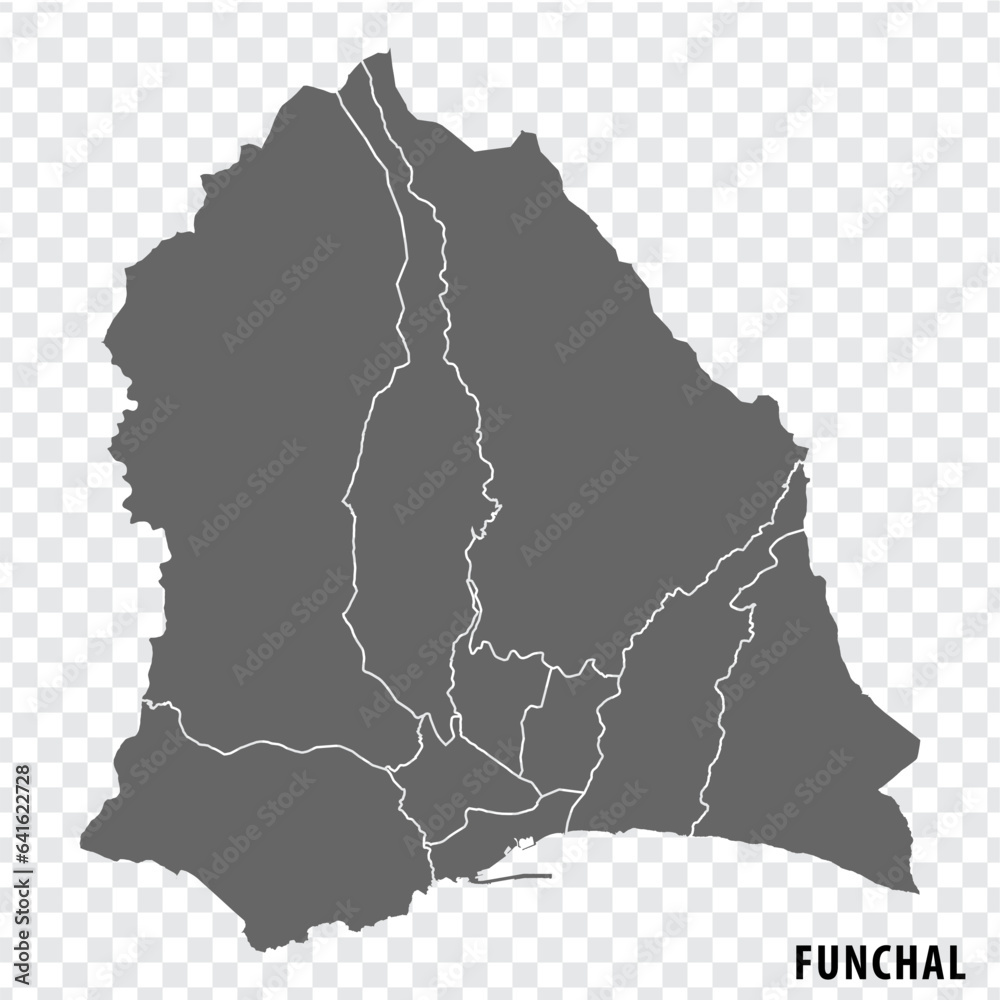 High Quality map of Funchal is a capital Portugal's Autonomous Region ...