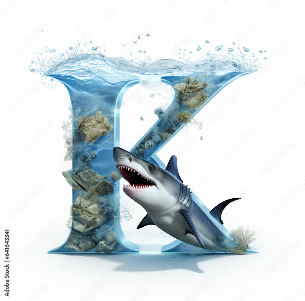 3d render letter k surrounded by Shark Bite Serif: A font that mimics ...