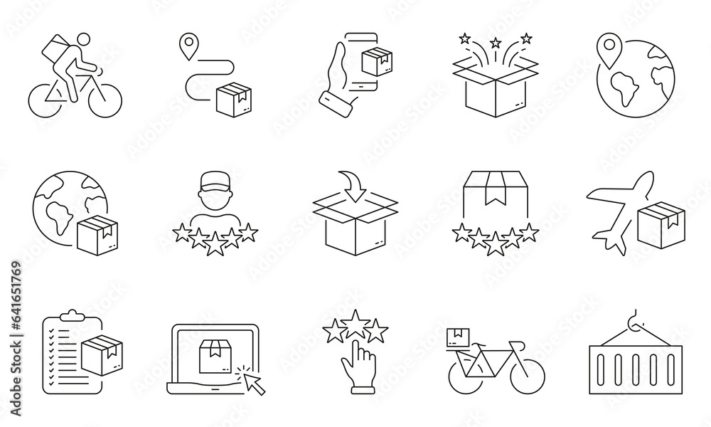 Online Store Line Icon Set. Delivery Service and E-commerce Linear ...