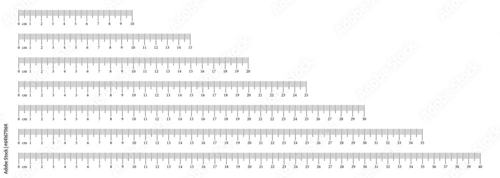 Vektor Collection measuring charts with 10,15, 20, 25, 30, 35, 40 ...