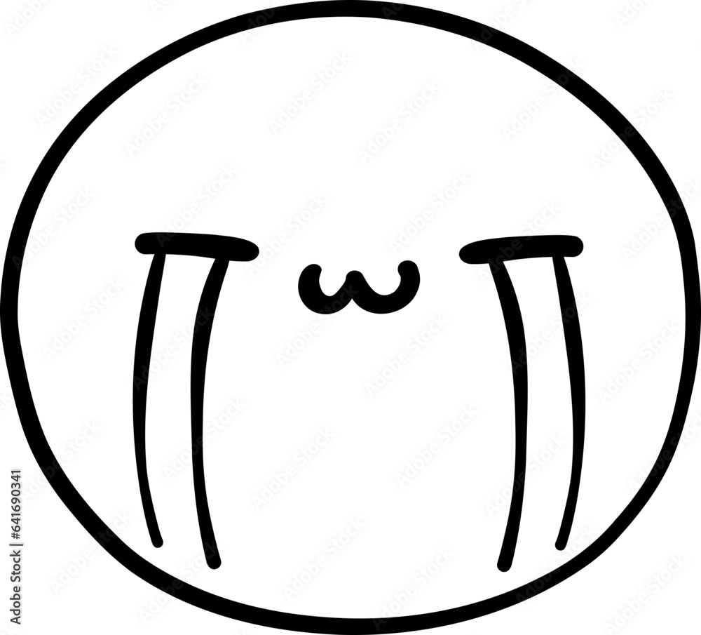 Cute crying emoji, smiley emoticon doodle outline Stock Vector | Adobe ...