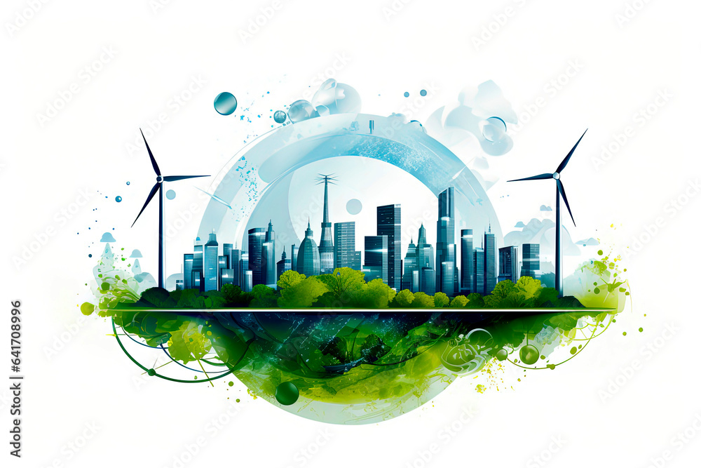 Generative AI vector graphic illustration representing renewable energy ...
