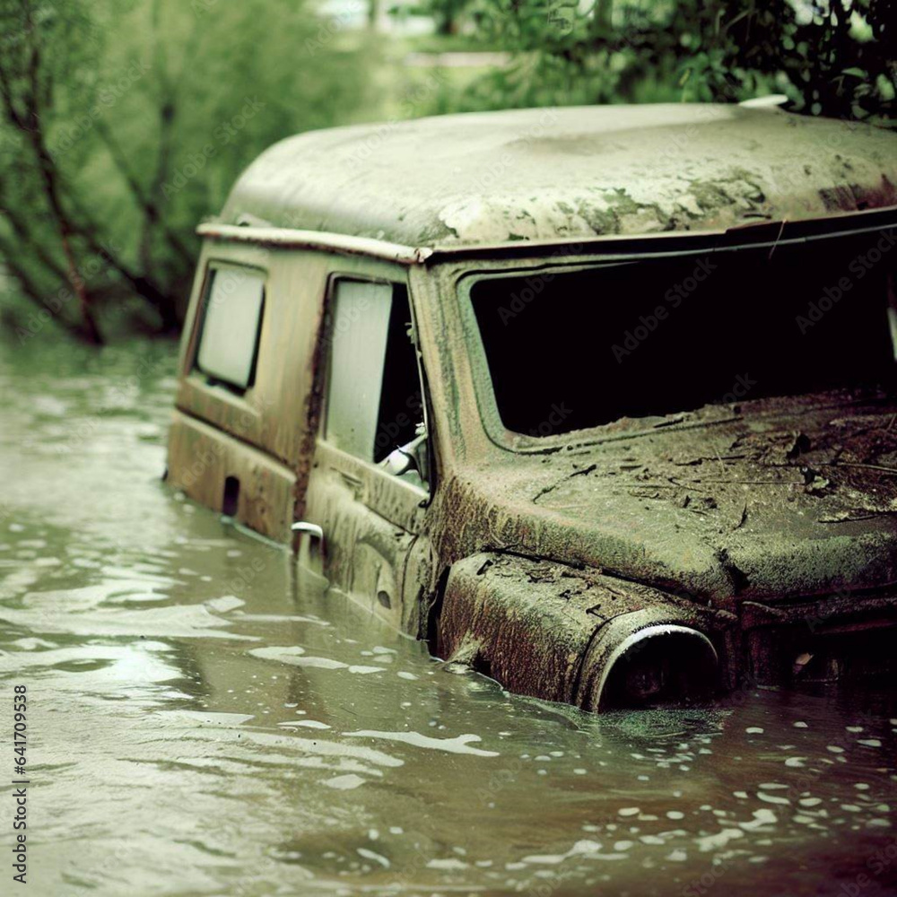 Generation, AI, Submerged vehicles, flooding, floods, natural disasters ...