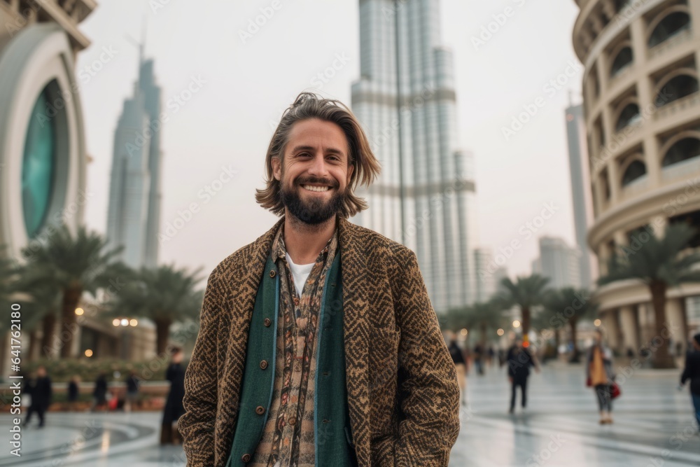 Medium shot portrait photography of a cheerful boy in his 30s wearing a ...