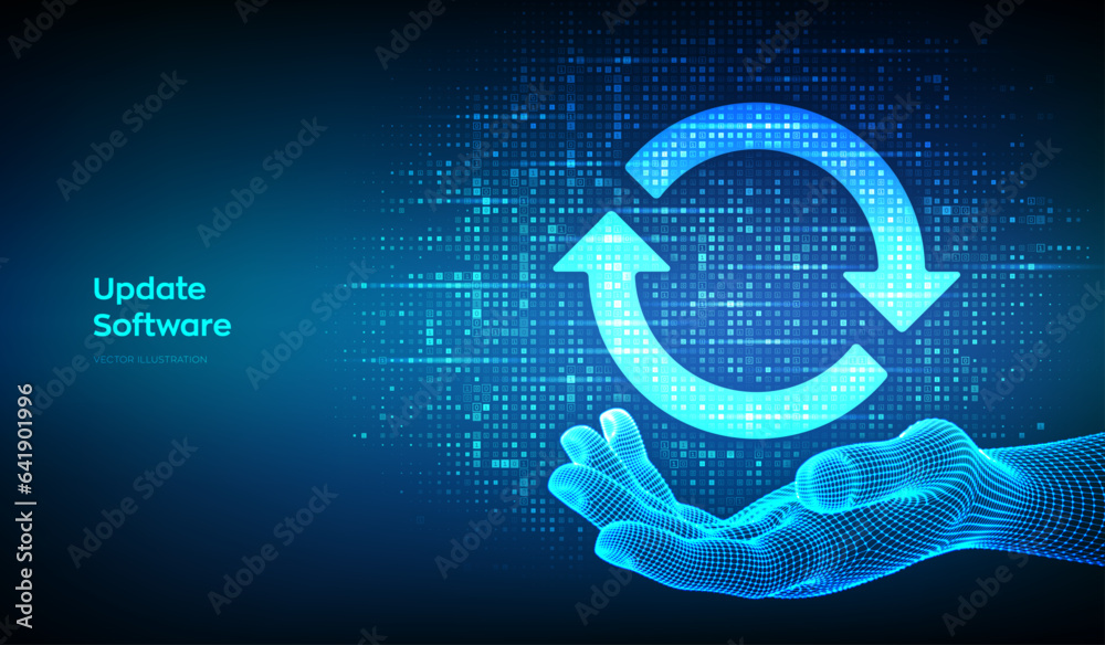 Update Software. Upgrade computer program version concept. Synchronization icons made with ...
