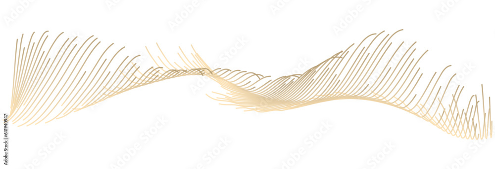Vector gold wavy lines pattern smooth curve flowing dynamic isolated on ...