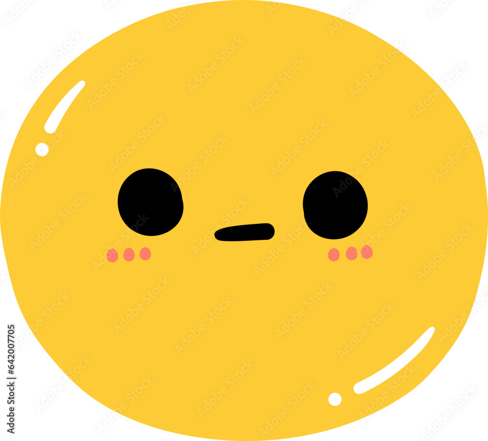 Cute meh emoji, smiley emoticon doodle outline Stock Vector | Adobe Stock