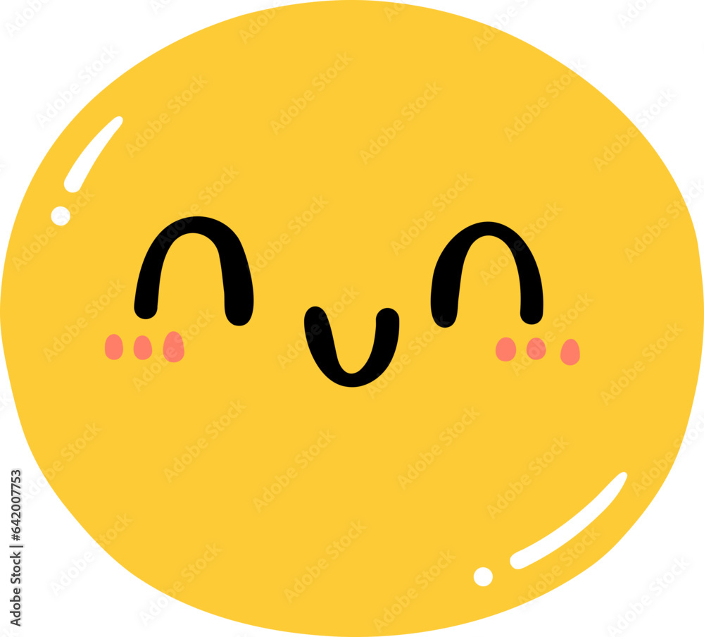 Cute Happy emoji, smiley emoticon doodle outline Stock Vector | Adobe Stock