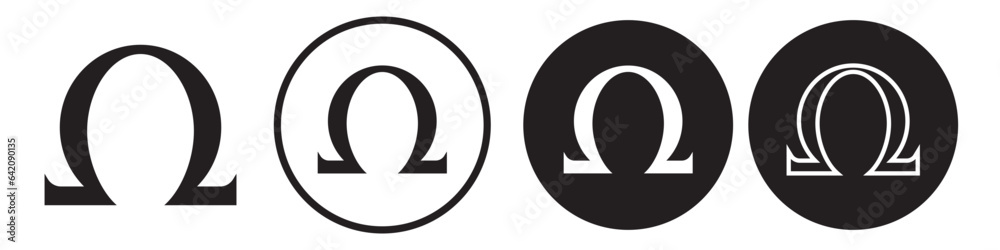 Omega Symbol. Icon of mathematical formula letter ohm. Vector set of ...