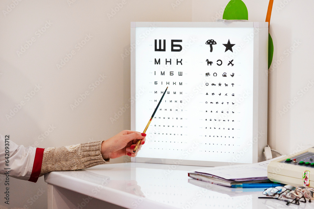 Index stick on eye chart. Snellen chart. eye chart that can be used to ...
