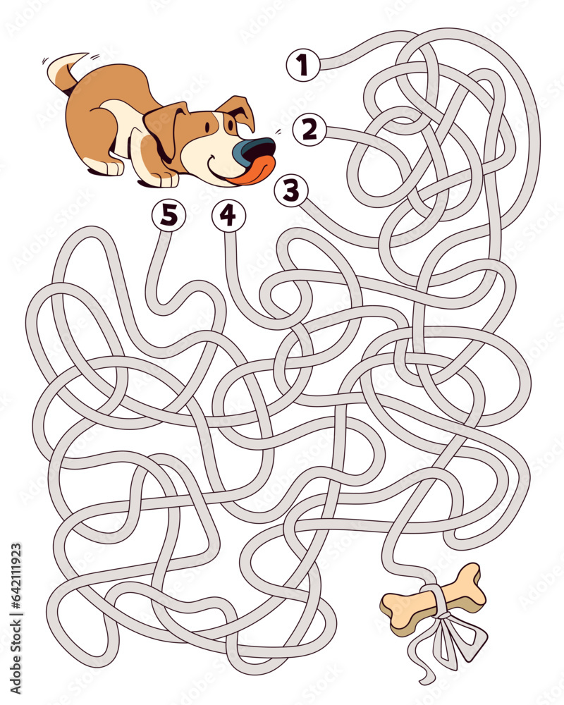 Help the dog through the maze. Children logic game to pass the maze ...