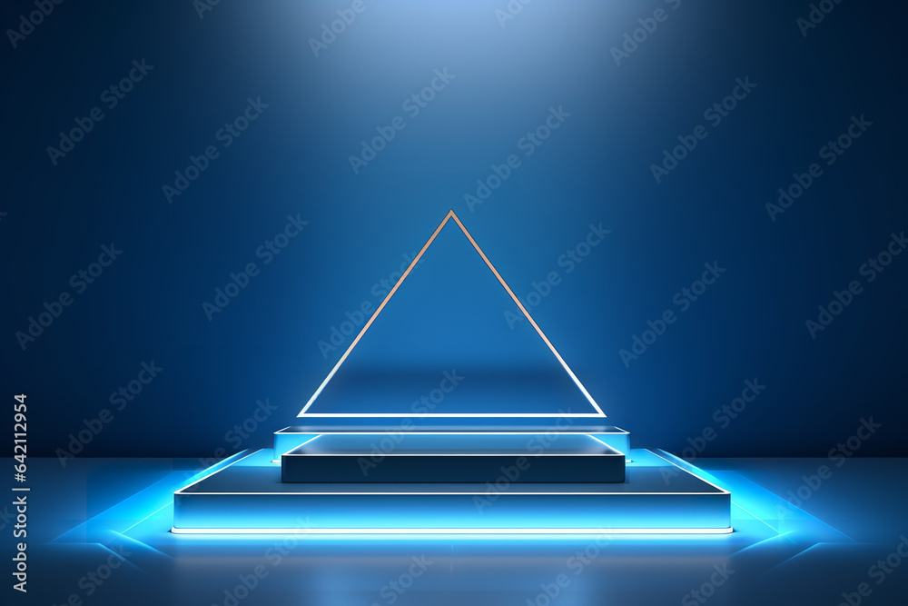 Minimal stage Podium showcase Geometric shapes square box and Triangle ...
