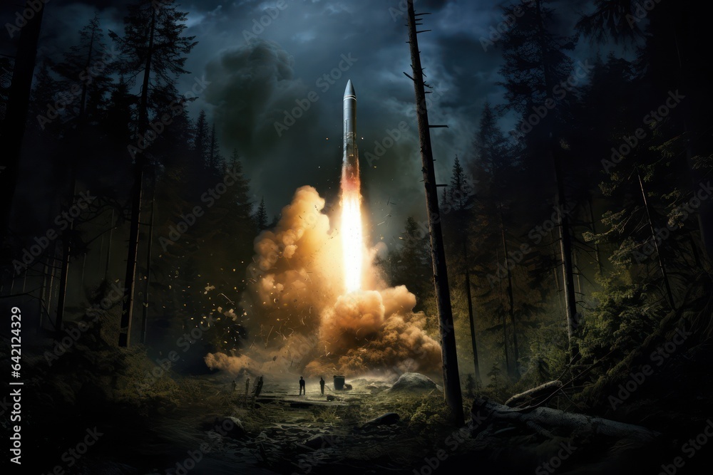 Nuclear war. Start. Launch of a nuclear ballistic intercontinental ...