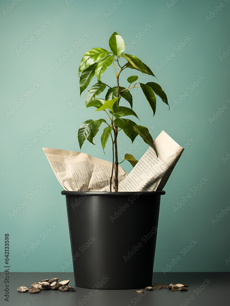 Recycling paper concept. Ecosystem Restoration, environment day. Eco ...