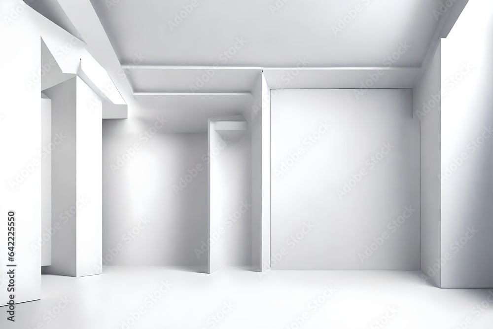 inner cross section of a cube box or corner room. white blank 3D blank ...