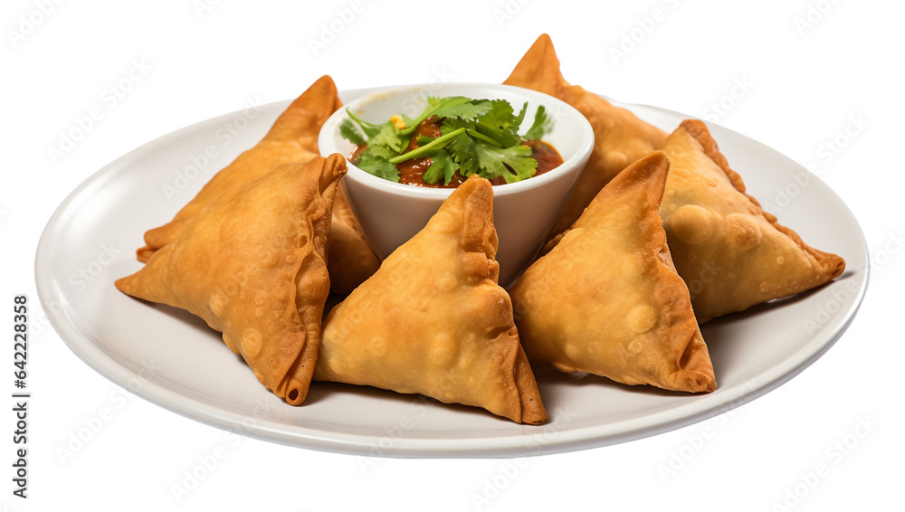 Samosa Traditional Indian Snack Stuffed Fried Appetizer in a Plate ...