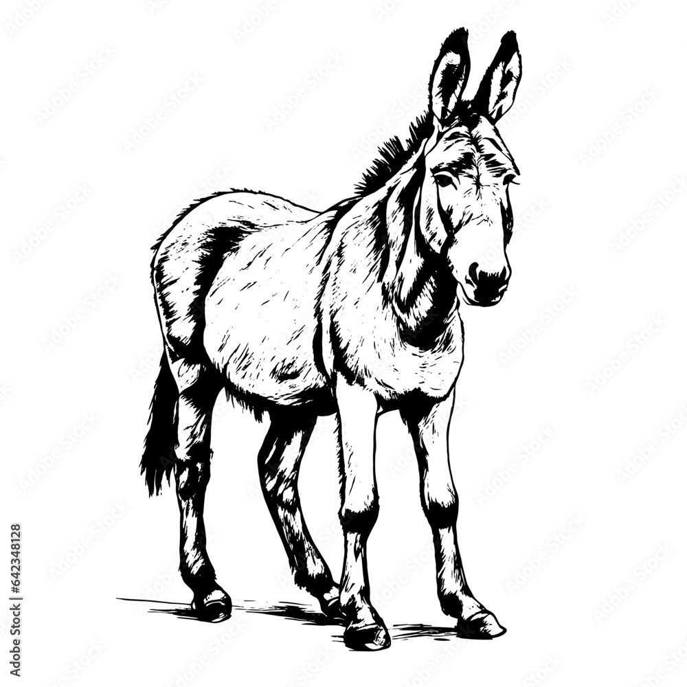 donkey vector animal illustration for design. Sketch tattoo design on ...
