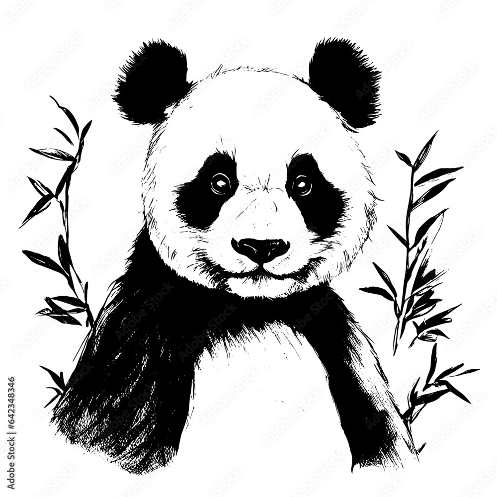 panda vector animal illustration for design. Sketch tattoo design on ...
