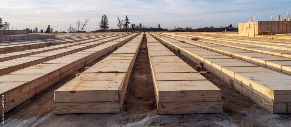 Construction of a multi story building with floor slabs ceilings and ...