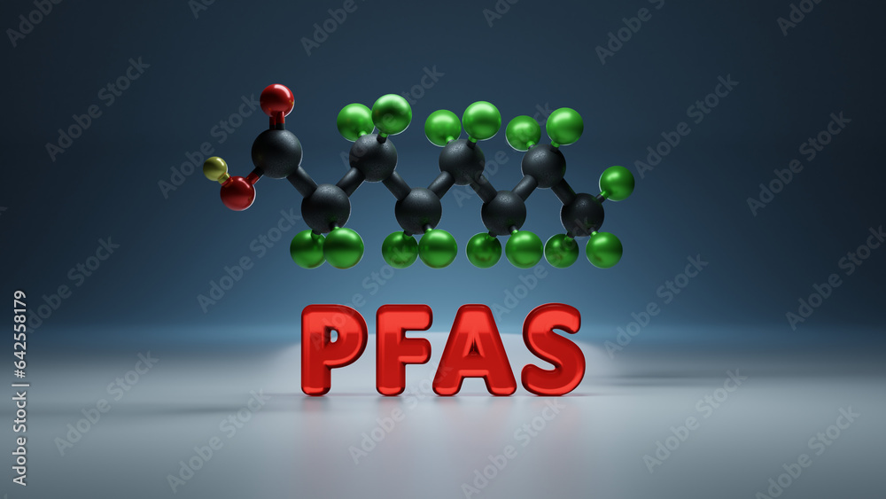 PFAS - Per- and poly-fluoroalkyl substances - 3D molecule conformer. 3D ...