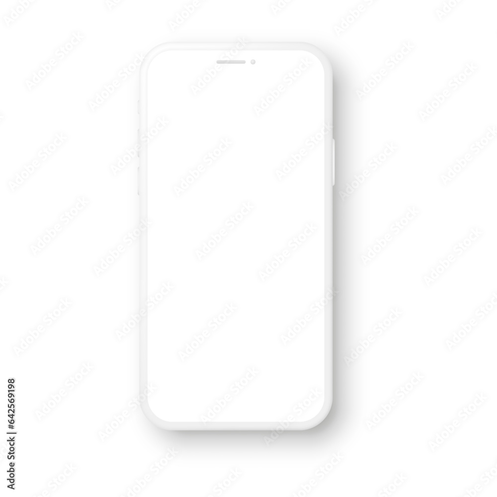 Realistic white mockup smartphone set with blank screen. 3d mobile ...