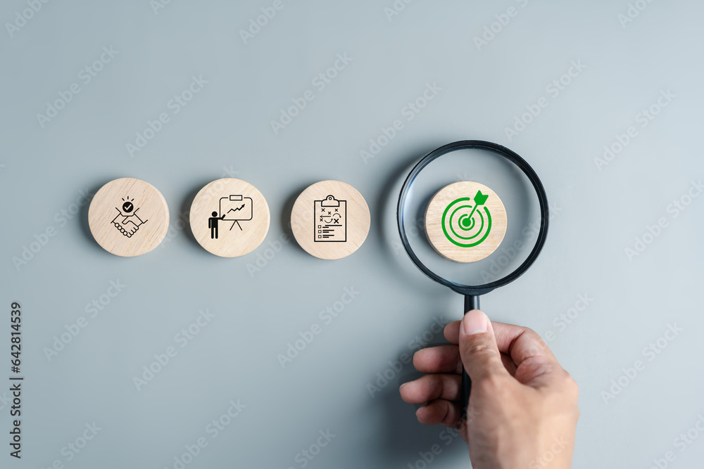 Business growth aiming goal target PDCA concept, planning development ...