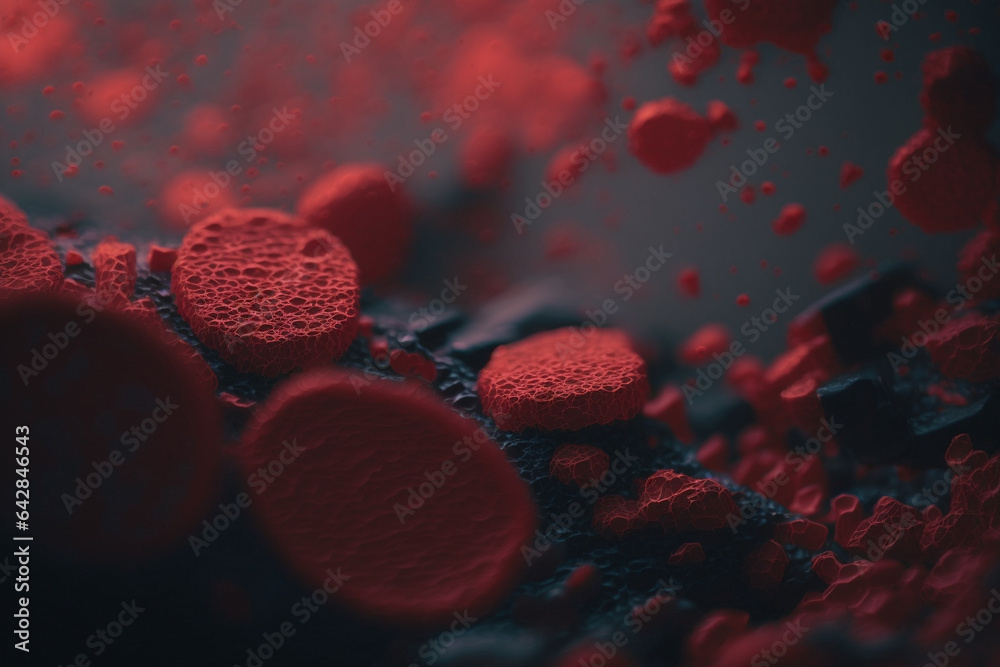 the flow of human erythrocytes. Red biconvex blood cells.Medical ...