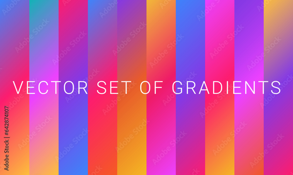 Set of color vector gradients. Hand drawing bright collection of color ...