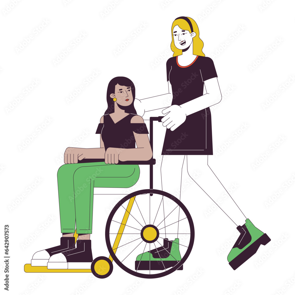 Image vectorielle Stock Taking care flat line concept vector spot ...