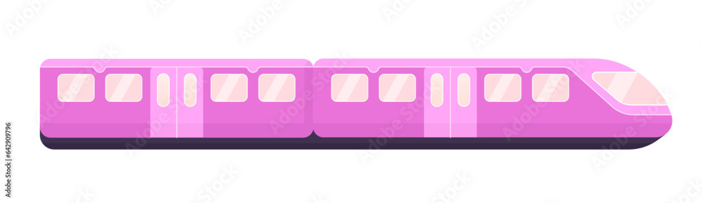 Modern high speed train semi flat colour vector object. Railway wagon ...