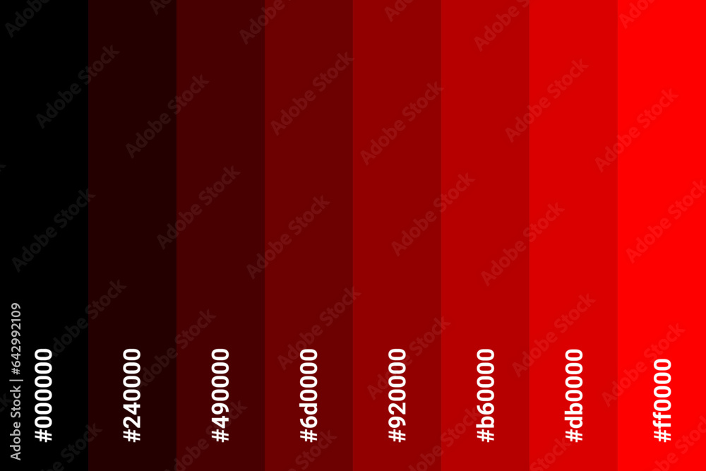 Color palette Red to Black with color code. Tone color guide. Vector ...