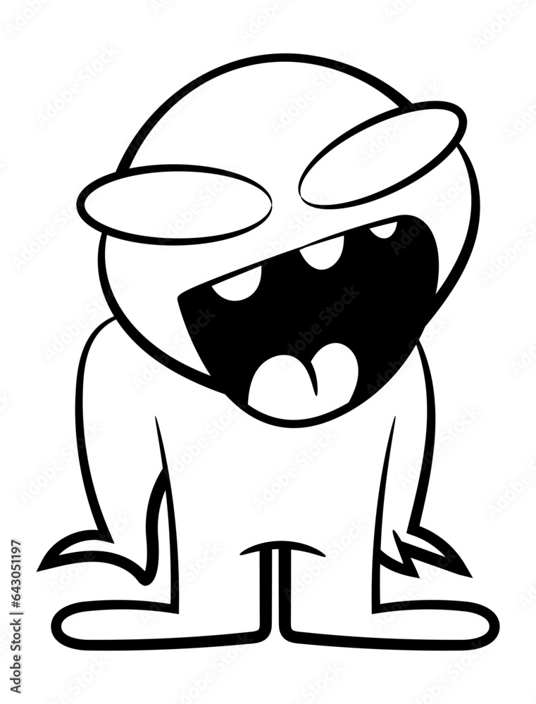 Cartoon illustration of Adorable Little Green Alien happy and smile ...