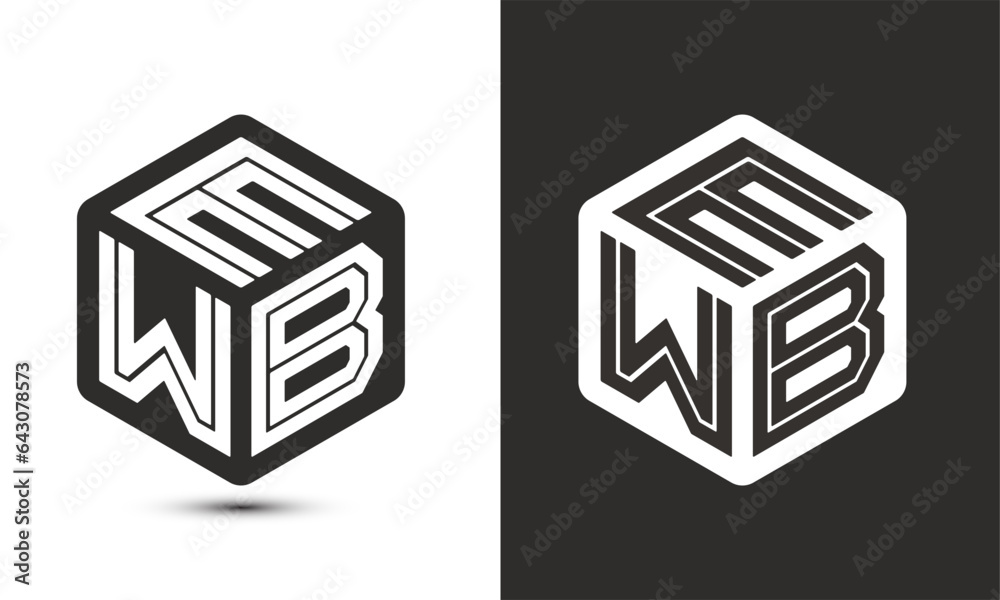 EWB letter logo design with illustrator cube logo, vector logo modern ...