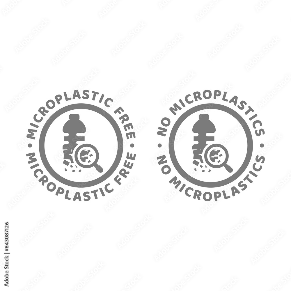 Microplastic free vector label. No microplastics colorful sticker ...