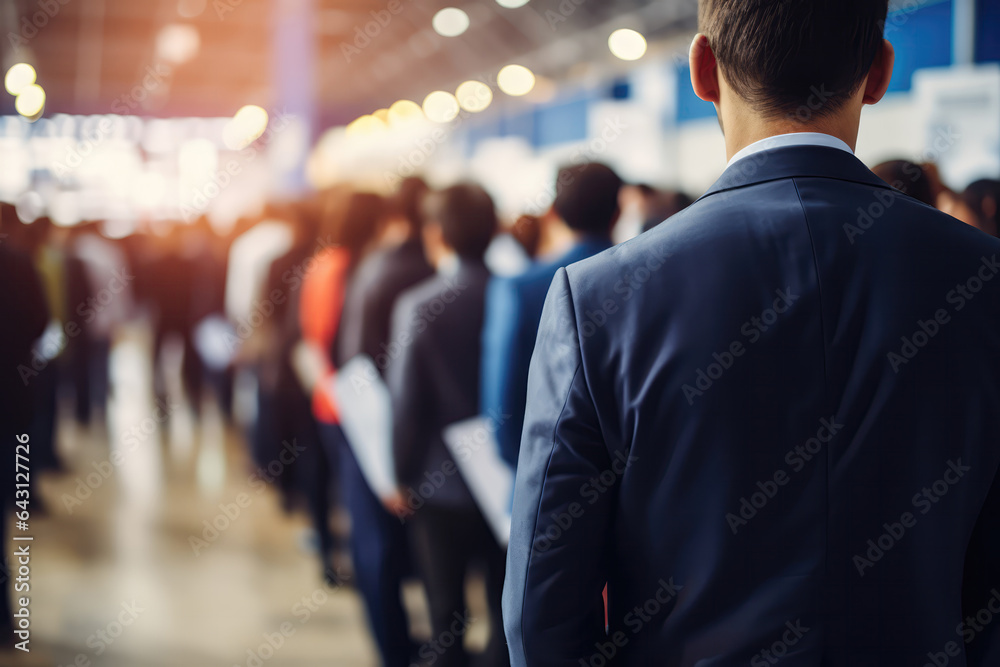 Queue Lot Of People In The Job Fair. Сoncept Job Hunting Strategies ...