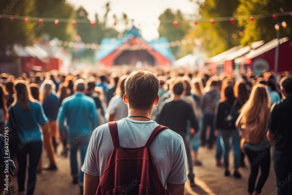 Queue Lot Of People In The Music Festival. Сoncept Preparing For Long ...
