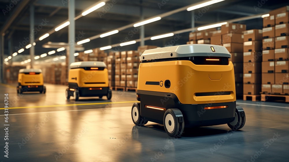 AGV (Automated Guided Vehicle) in warehouse logistic and transport ...