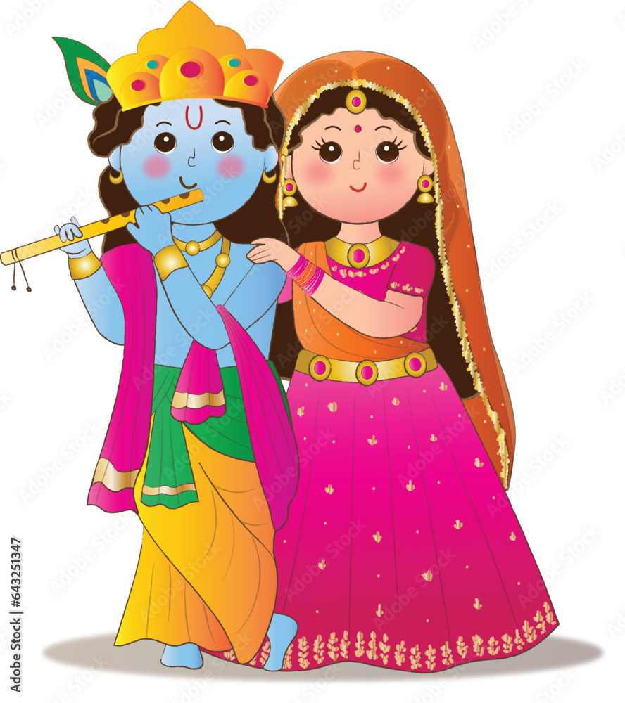 lord krishna and radha illustration cute indian god radha krishna ...