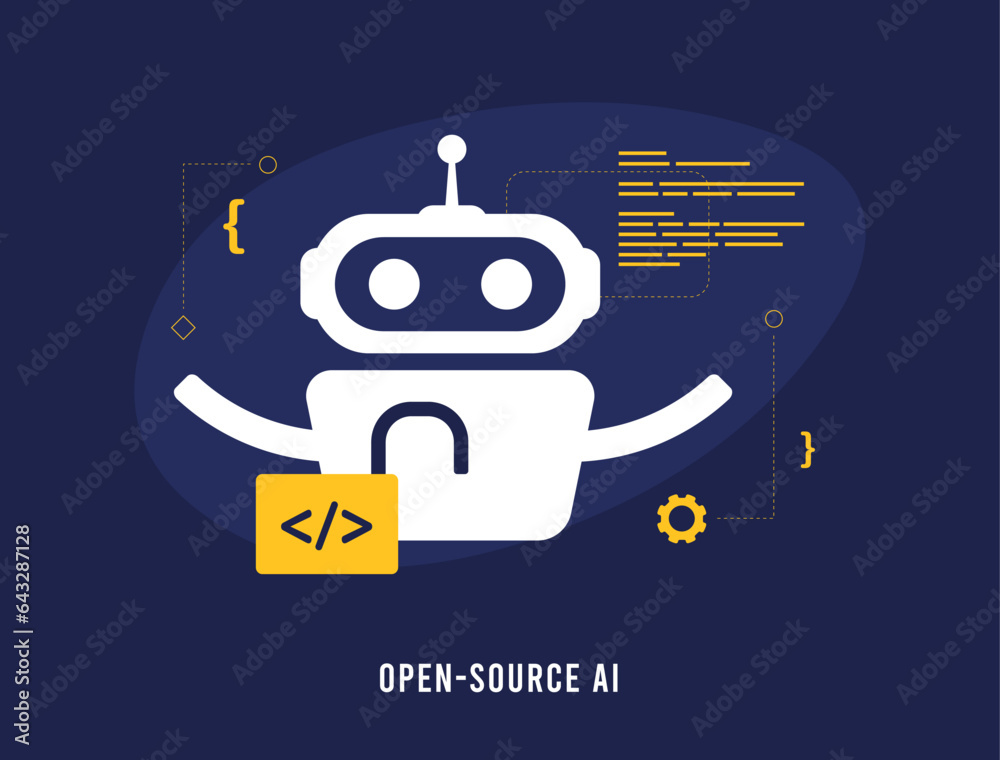 Open Source AI Tools and Projects concept. Open-source Artificial Intelligence Software for code ...