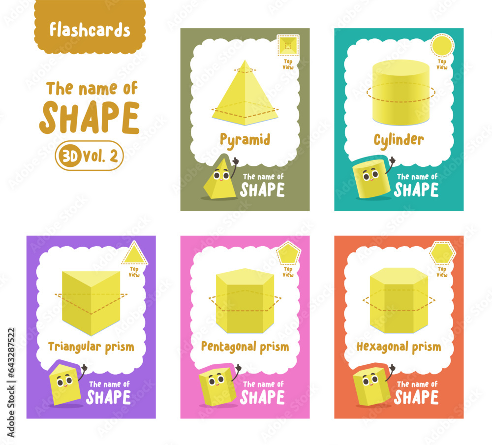 Flashcards (3D Shape Vol.2), Cards for children to learn the names of ...