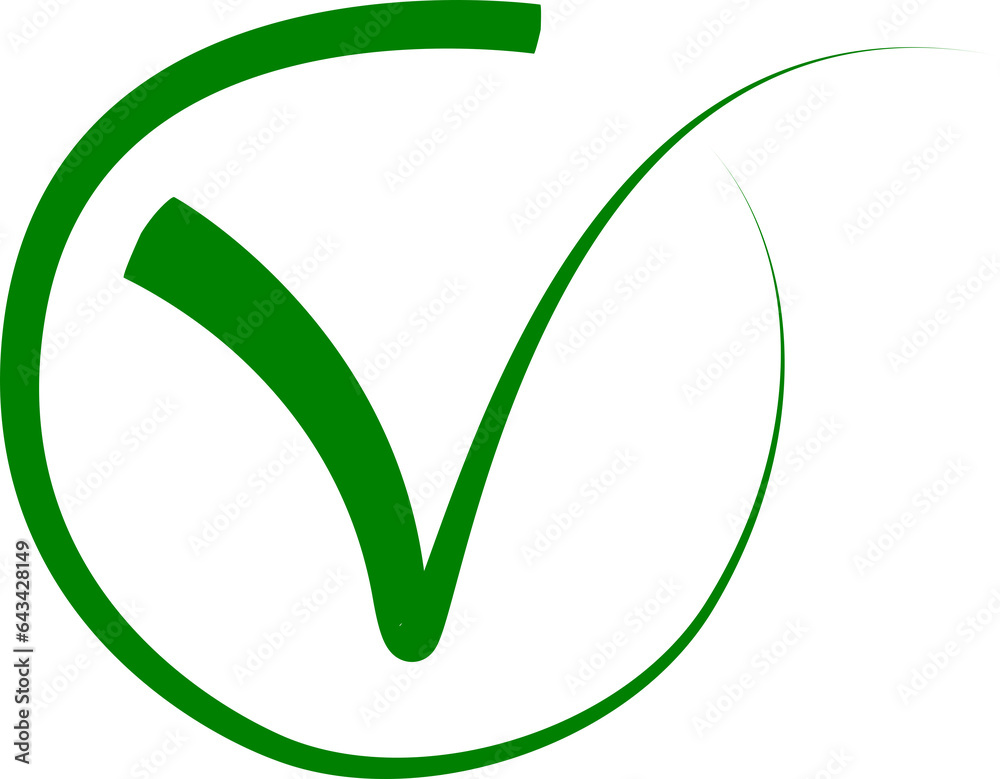 Green check mark icon logo symbol in a circle. Tick symbol green color ...